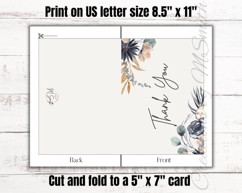 Thank You Greeting Card, Blank Thank You Card Template, Gratitude Card ...