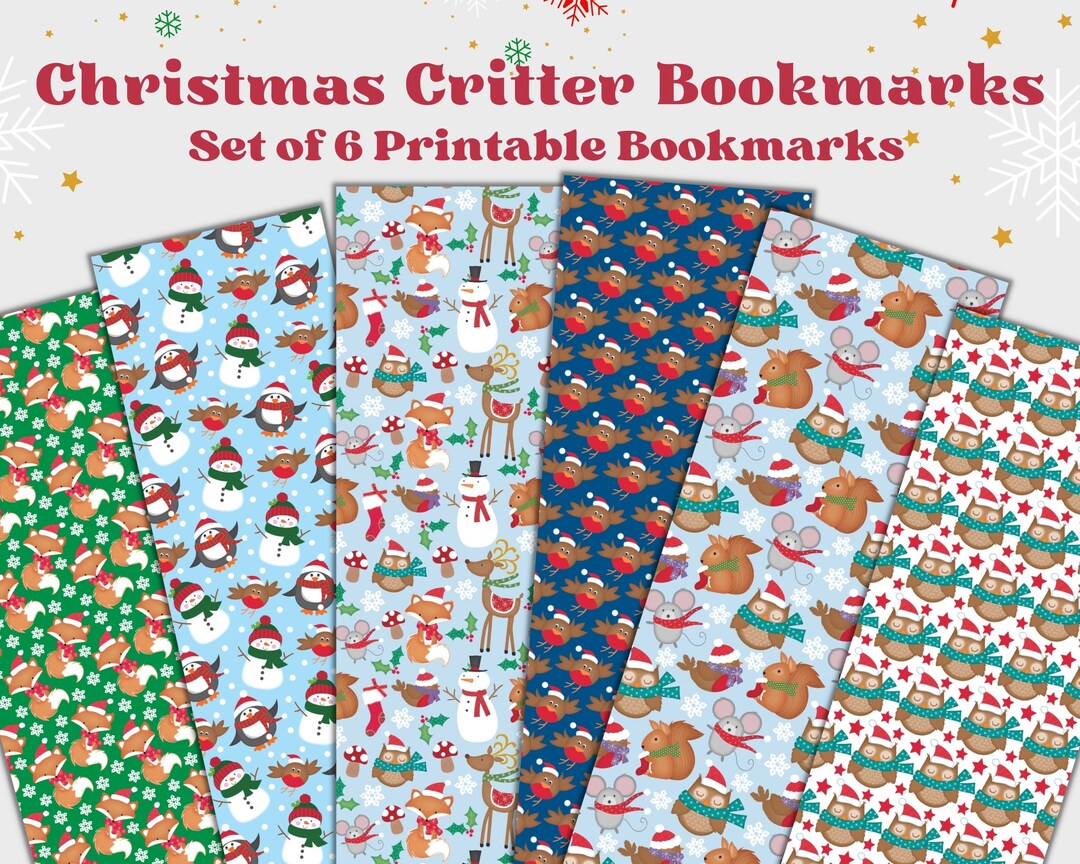 Printable Christmas Bookmarks, Winter Bookmarks, Holiday Book Club ...