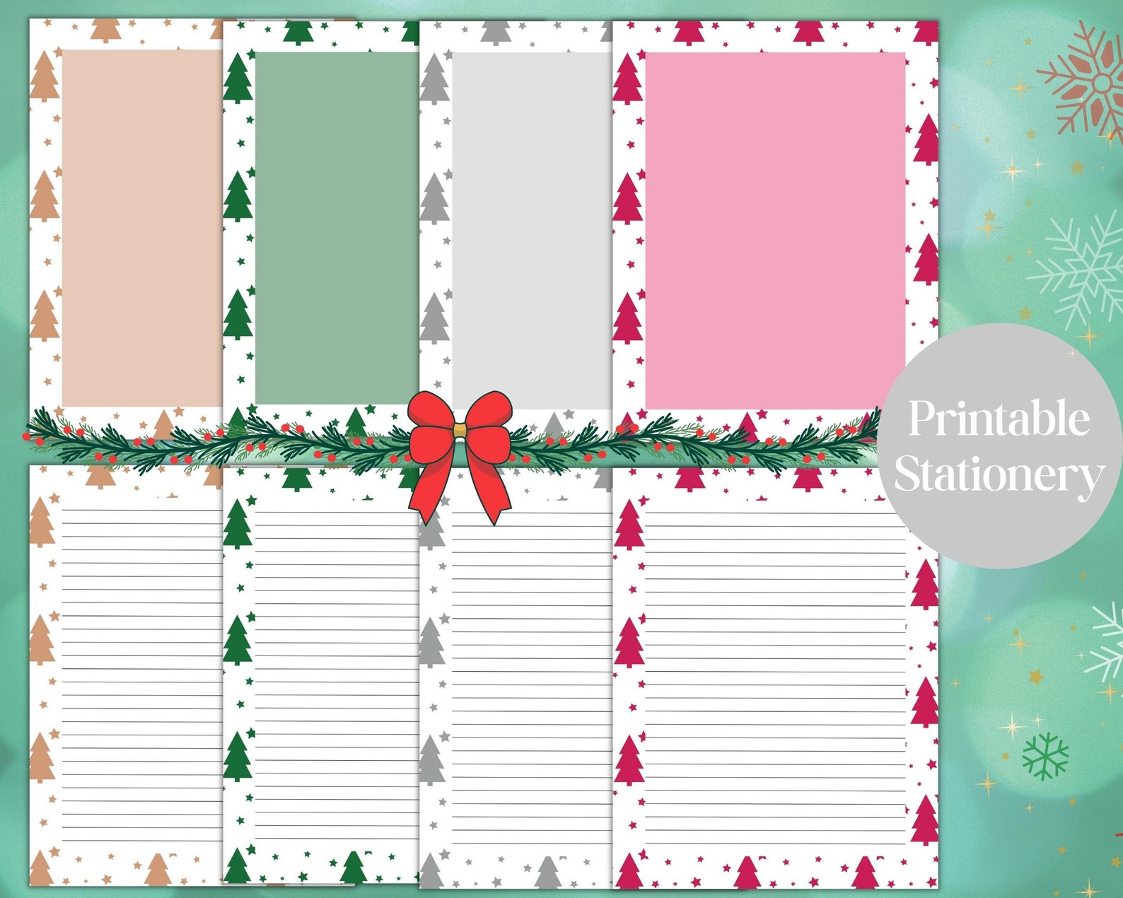 Christmas Stationery Set, Printable Christmas Letter Writing Paper ...
