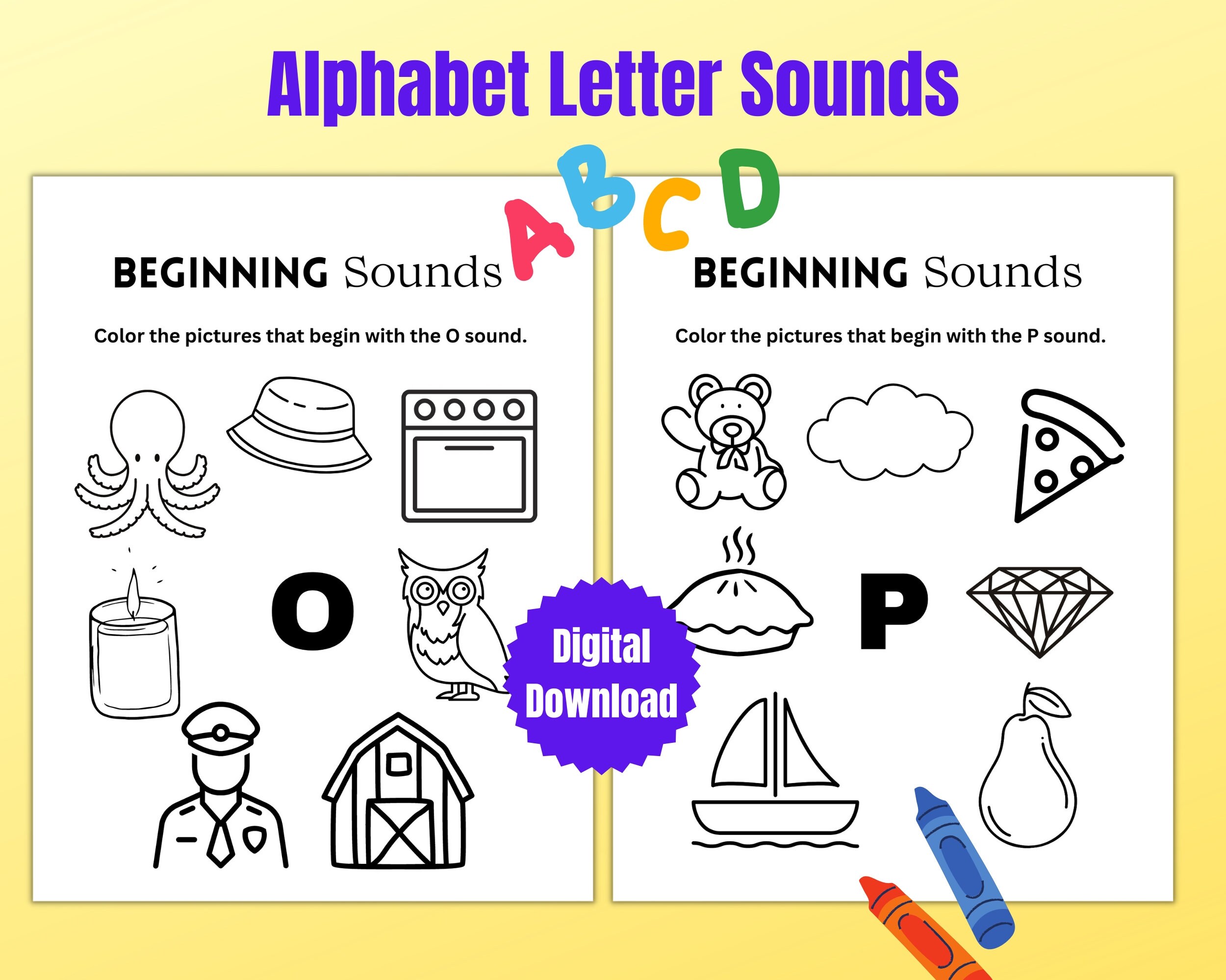 Alphabet Coloring Pages, Beginning Sounds, Preschool Coloring, Phonics ...