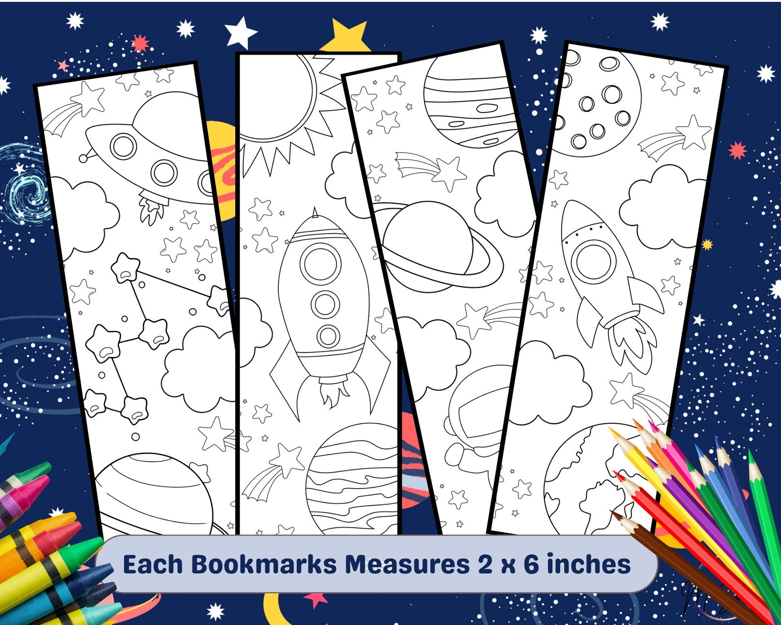 Printable Outer Space Kids Coloring Bookmarks, Coloring Bookmarks ...