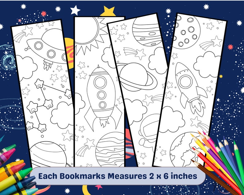 Printable Outer Space Kids Coloring Bookmarks, Coloring Bookmarks ...