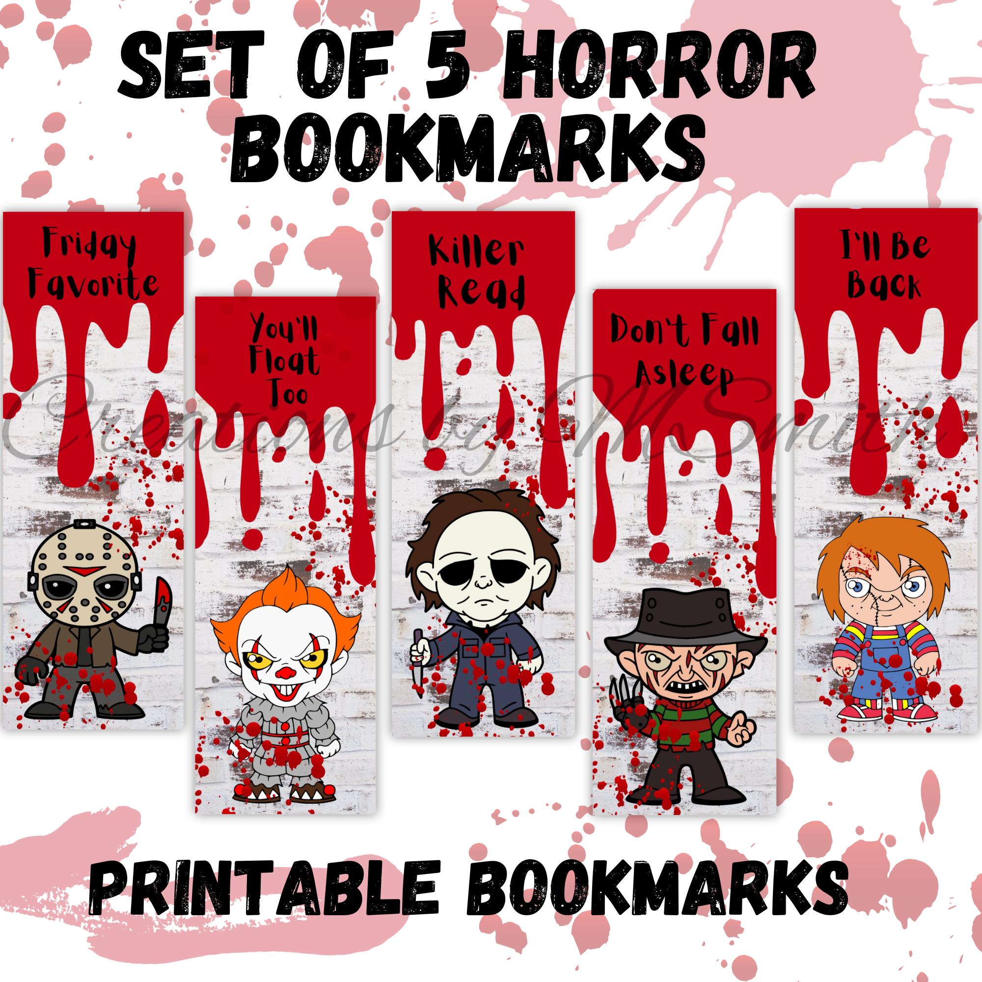 Horror Bookmarks, Slasher Movie Bookmarks, Halloween Bookmarks, Scary ...