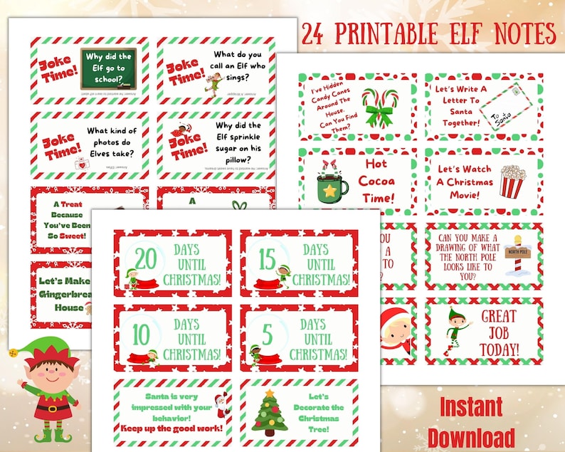 Elf Notes Printable, Elf Message Cards, Elf Activities, Elf Jokes ...