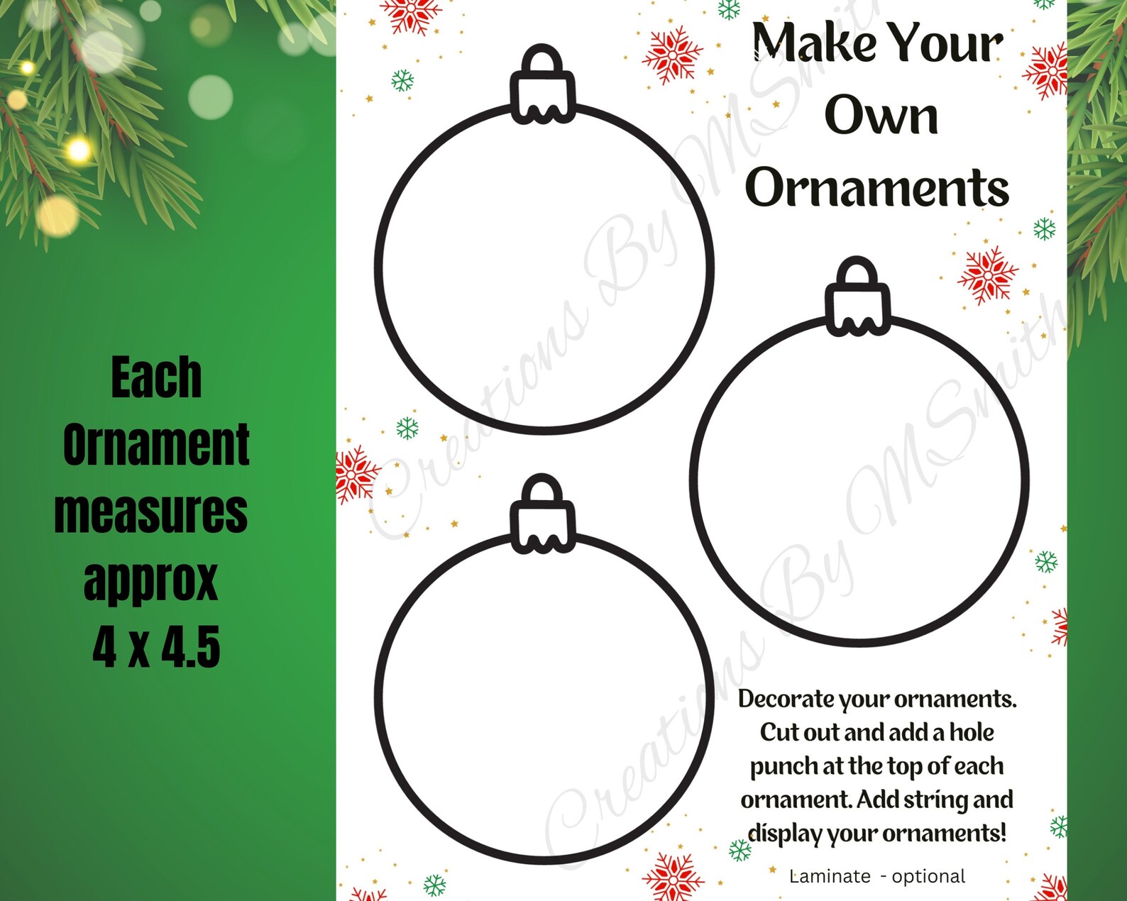 DIY Christmas Ornament Templates: Printable Holiday Crafts (PDF Pattern ...