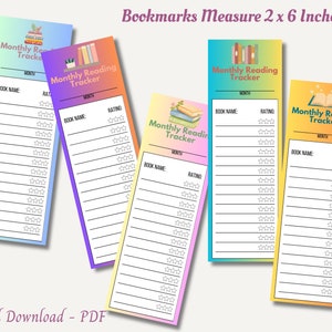 Monthly Reading Tracker Bookmarks: Set of 5 Printable Logs (PDF) - Etsy
