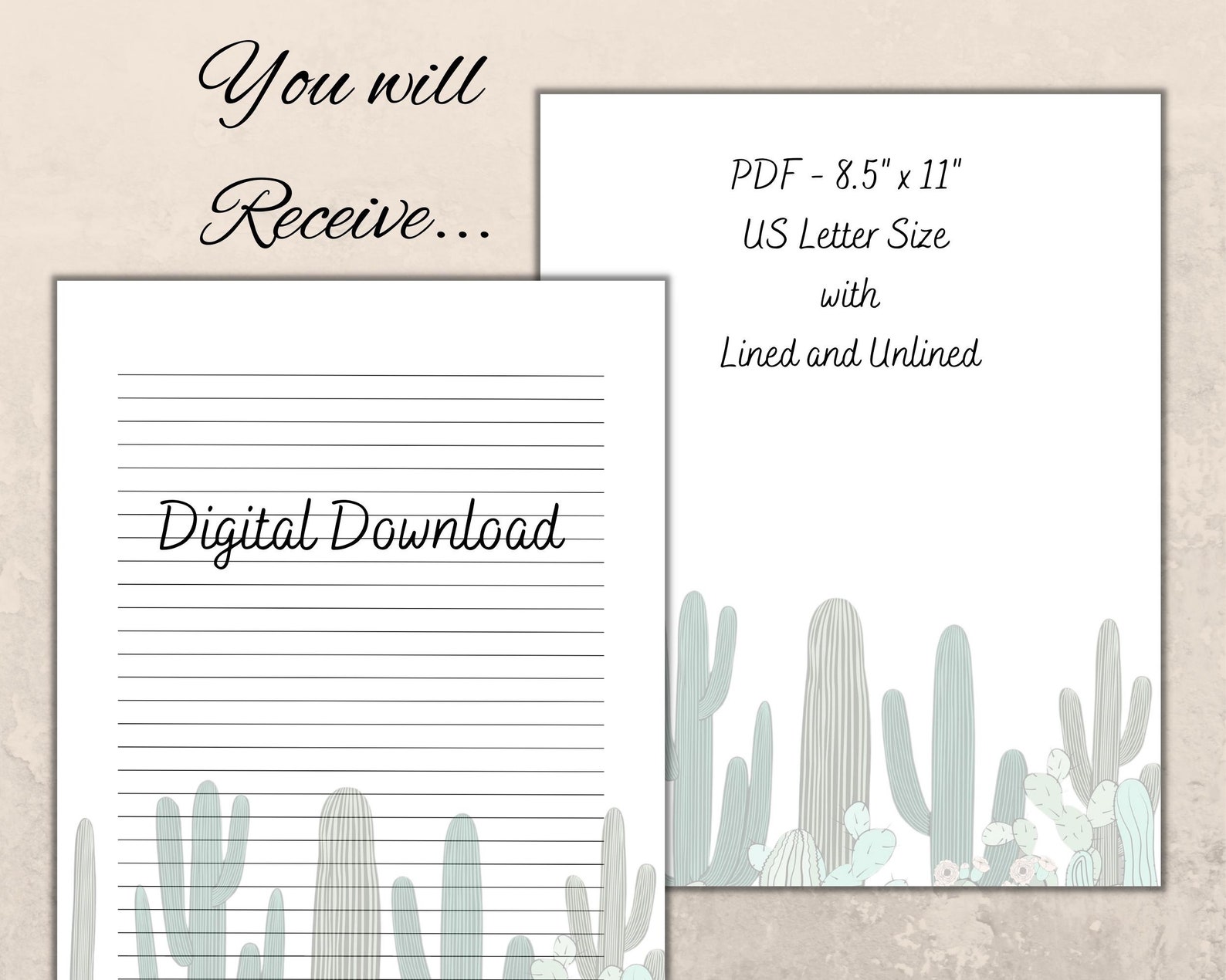 Cactus Stationery Printable, Cacti Writing Paper, Cactus Paper, Letter ...
