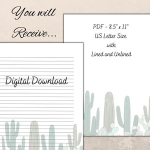 Cactus Stationery Printable, Cacti Writing Paper, Cactus Paper, Letter ...