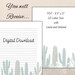 Cactus Stationery Printable, Cacti Writing Paper, Cactus Paper, Letter ...