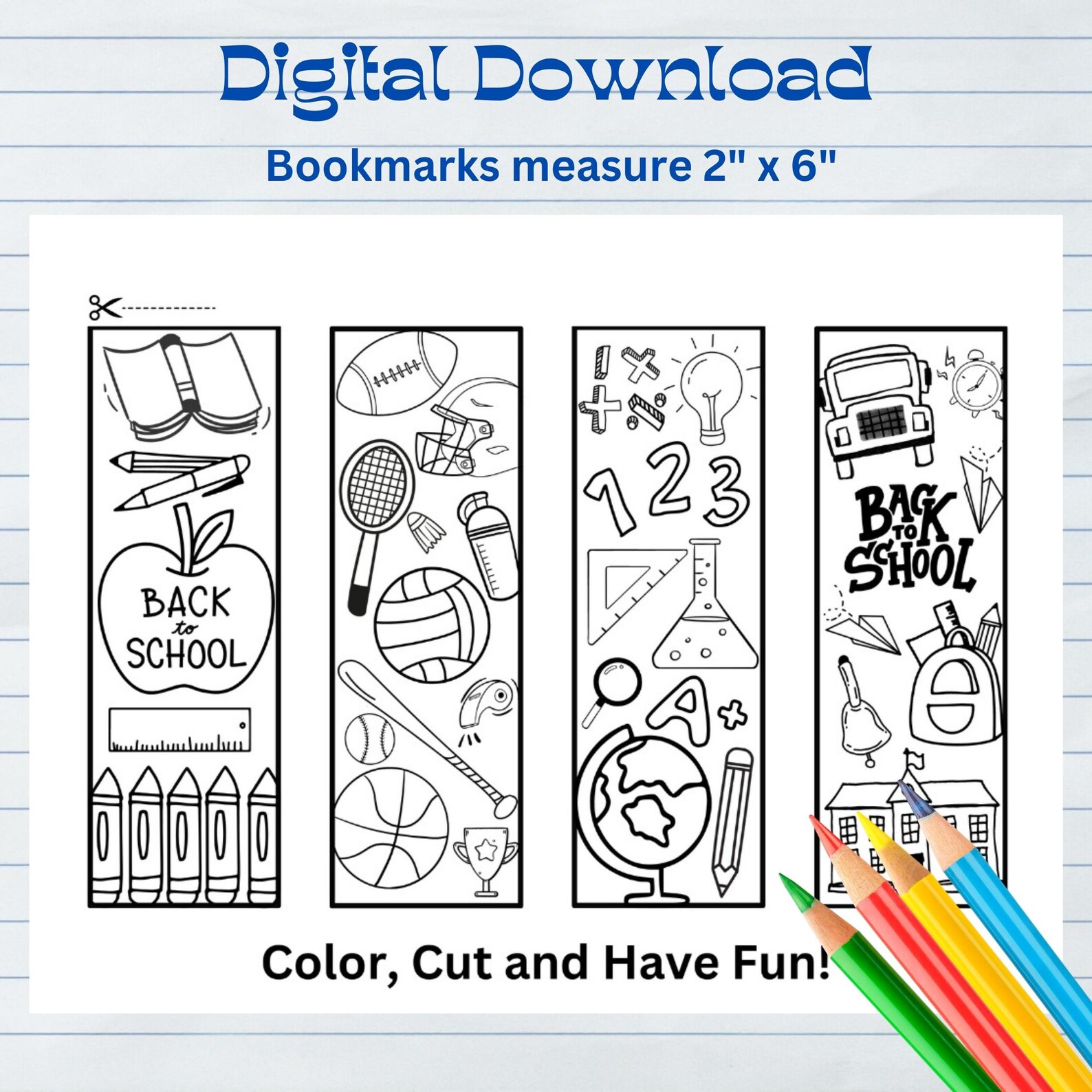 Back to School Coloring Bookmarks, Coloring Bookmarks, Back to School ...