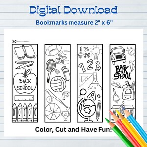 Back to School Coloring Bookmarks, Coloring Bookmarks, Back to School ...