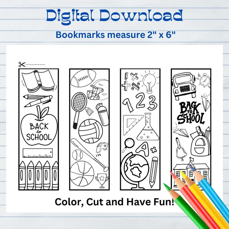 Back to School Coloring Bookmarks, Coloring Bookmarks, Back to School ...