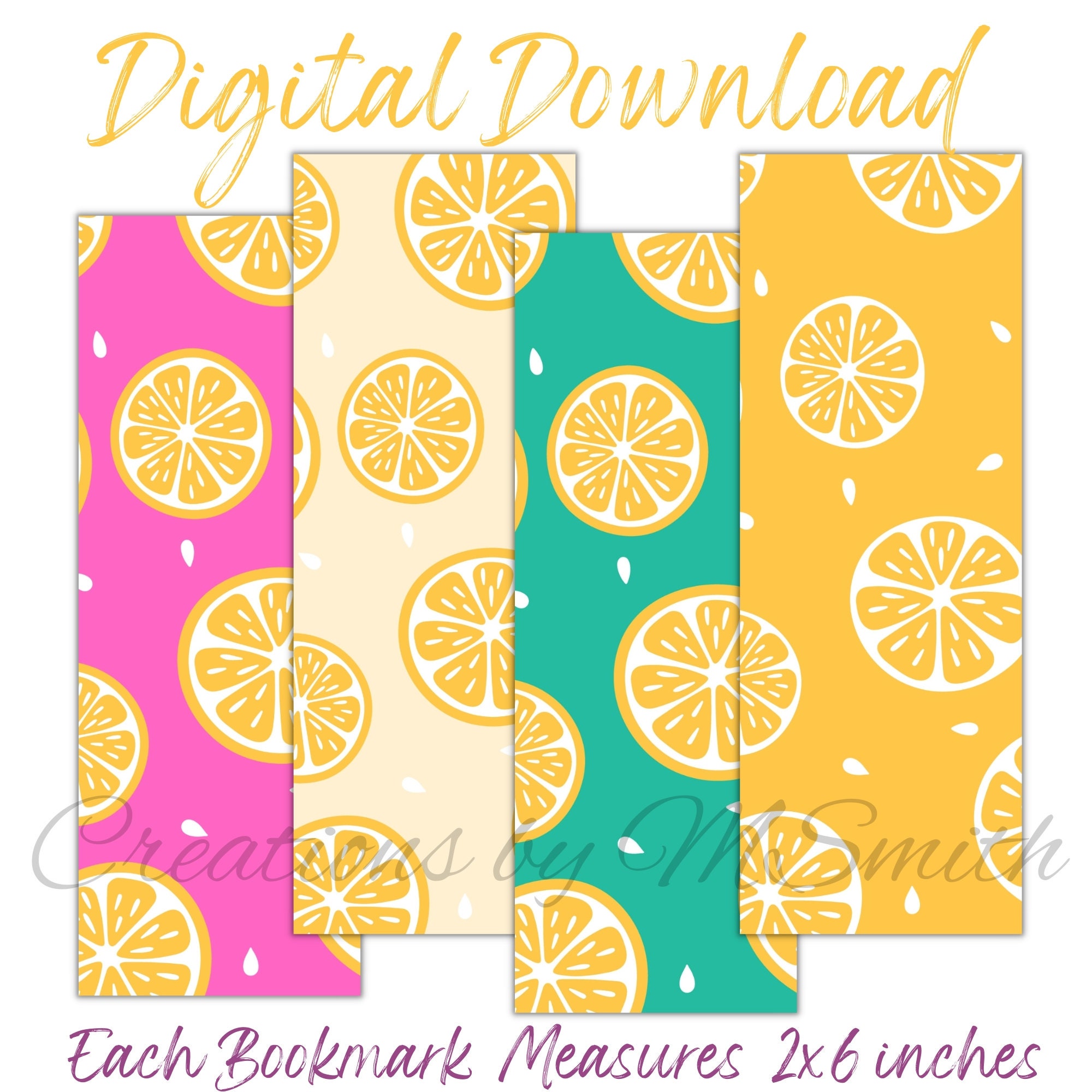 Lemon Bookmarks, Citrus Slice Bookmarks, Scrapbook Paper, Printable ...