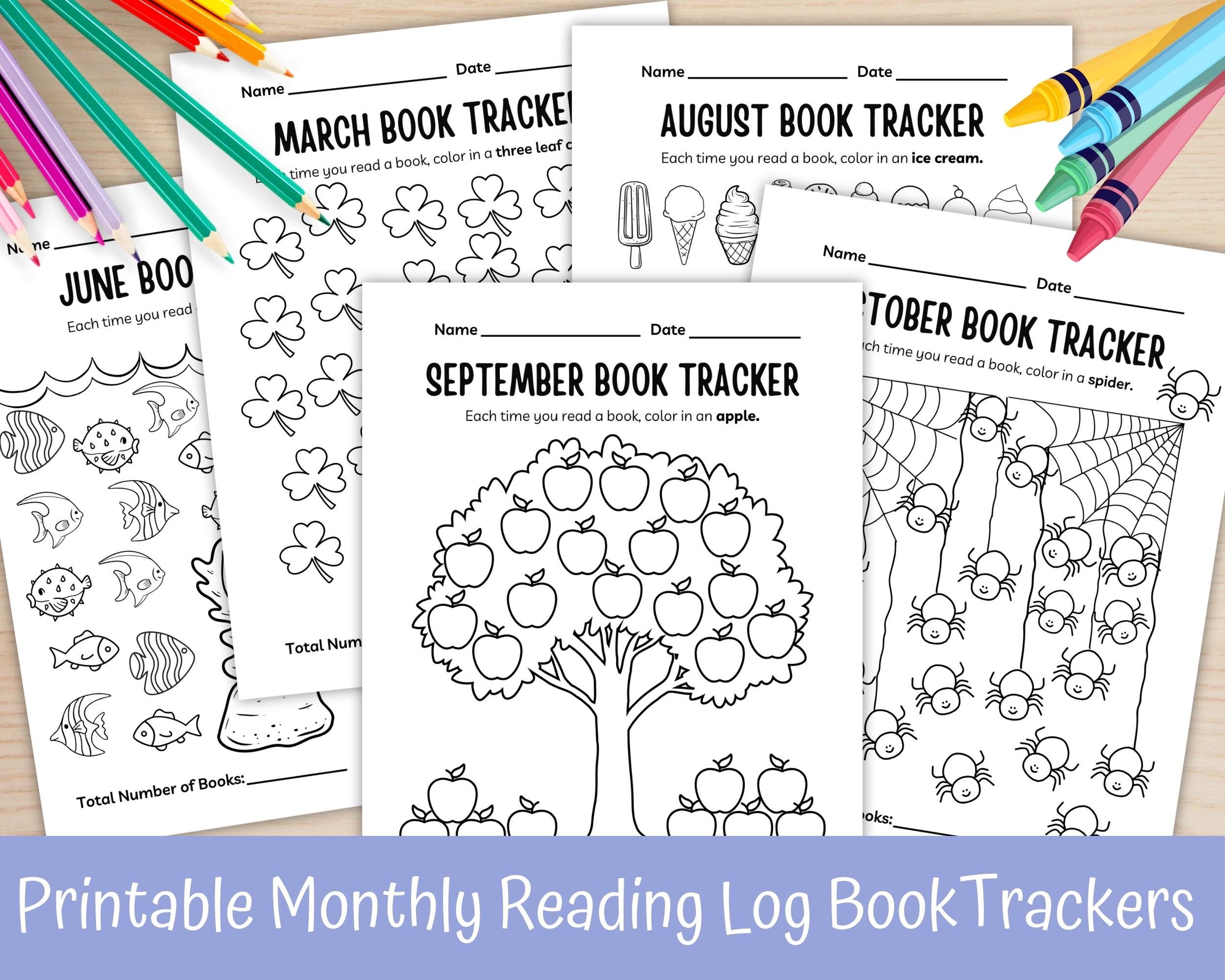Monthly Reading Trackers for Kids, Yearlong Reading Log, Track and ...