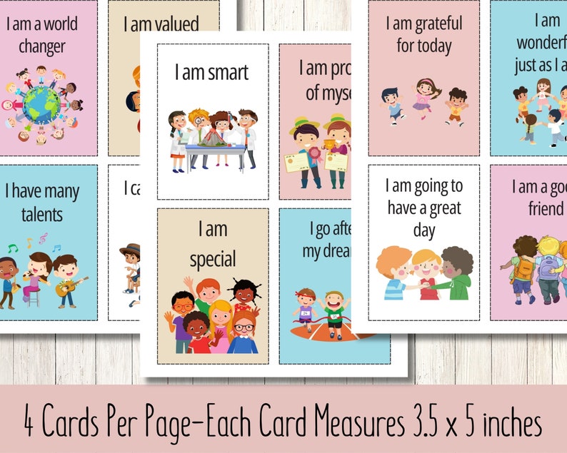 Affirmation Cards for Kids Printable, Self Esteem Boosting, Positive ...