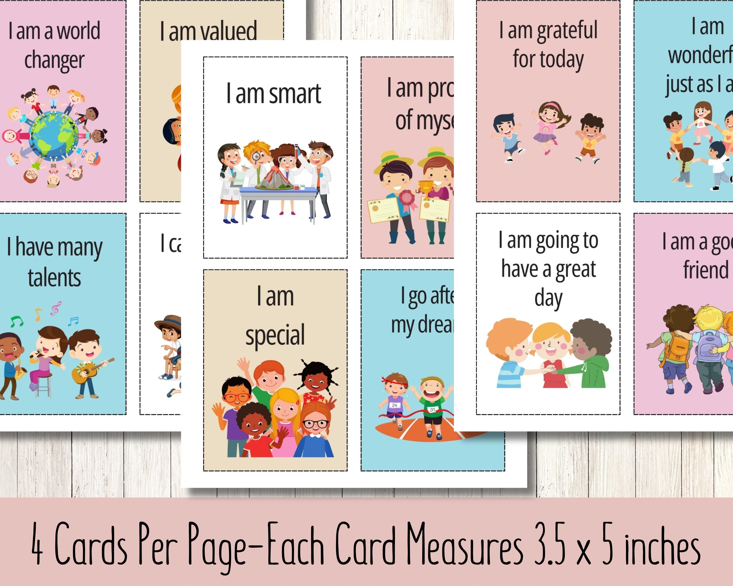 Affirmation Cards for Kids Printable, Self Esteem Boosting, Positive ...