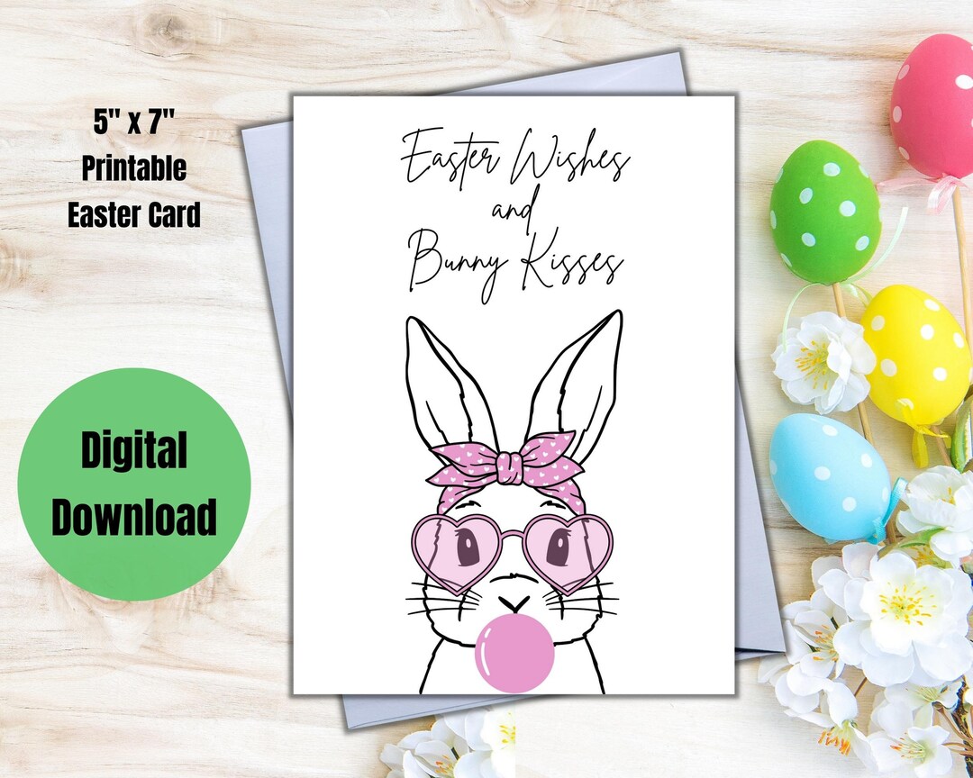 Printable Easter Card, Easter Bunny Card, DIY Easter Cards, Easter ...