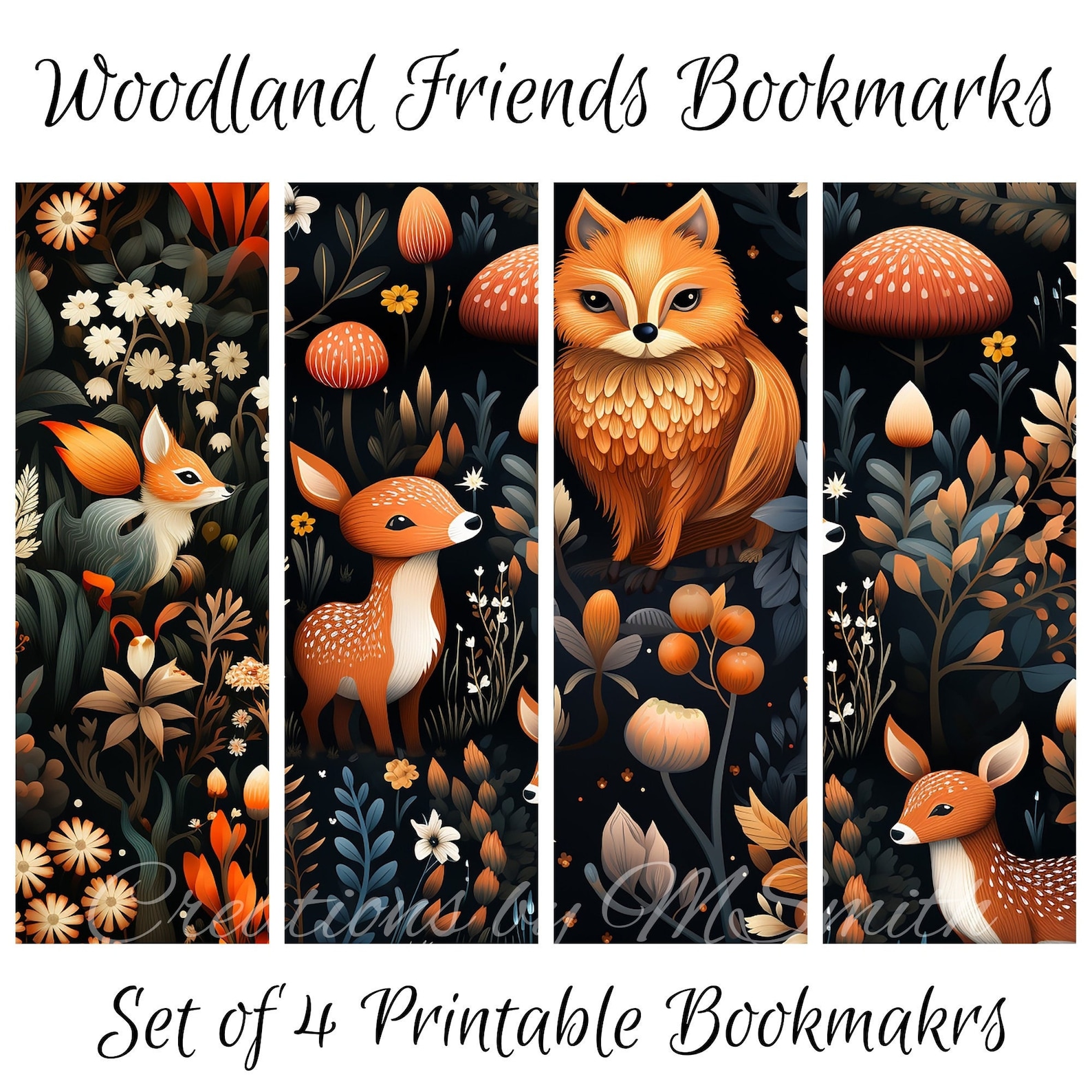 Woodland Friends Bookmarks, Woodland Creature Bookmarks, Printable ...