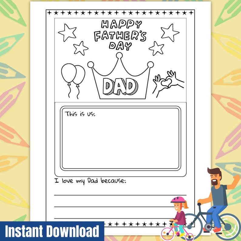 Father's Day Printables, Fathers Day Coloring Page, Father's Day Kids ...