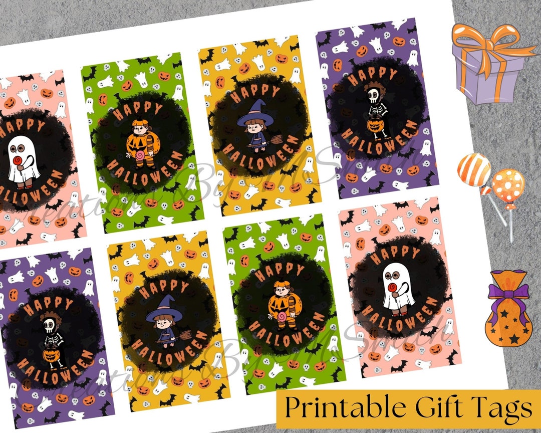Halloween Printable Gift Tags, Halloween Party Printable, Spooky Treat ...