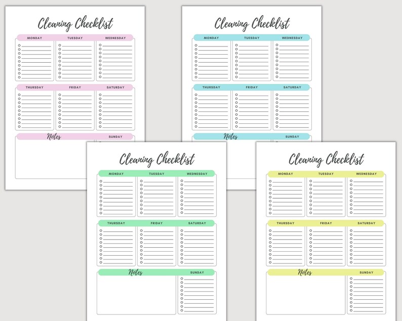Cleaning Checklist for Home and Office, Weekly Cleaning Printable ...