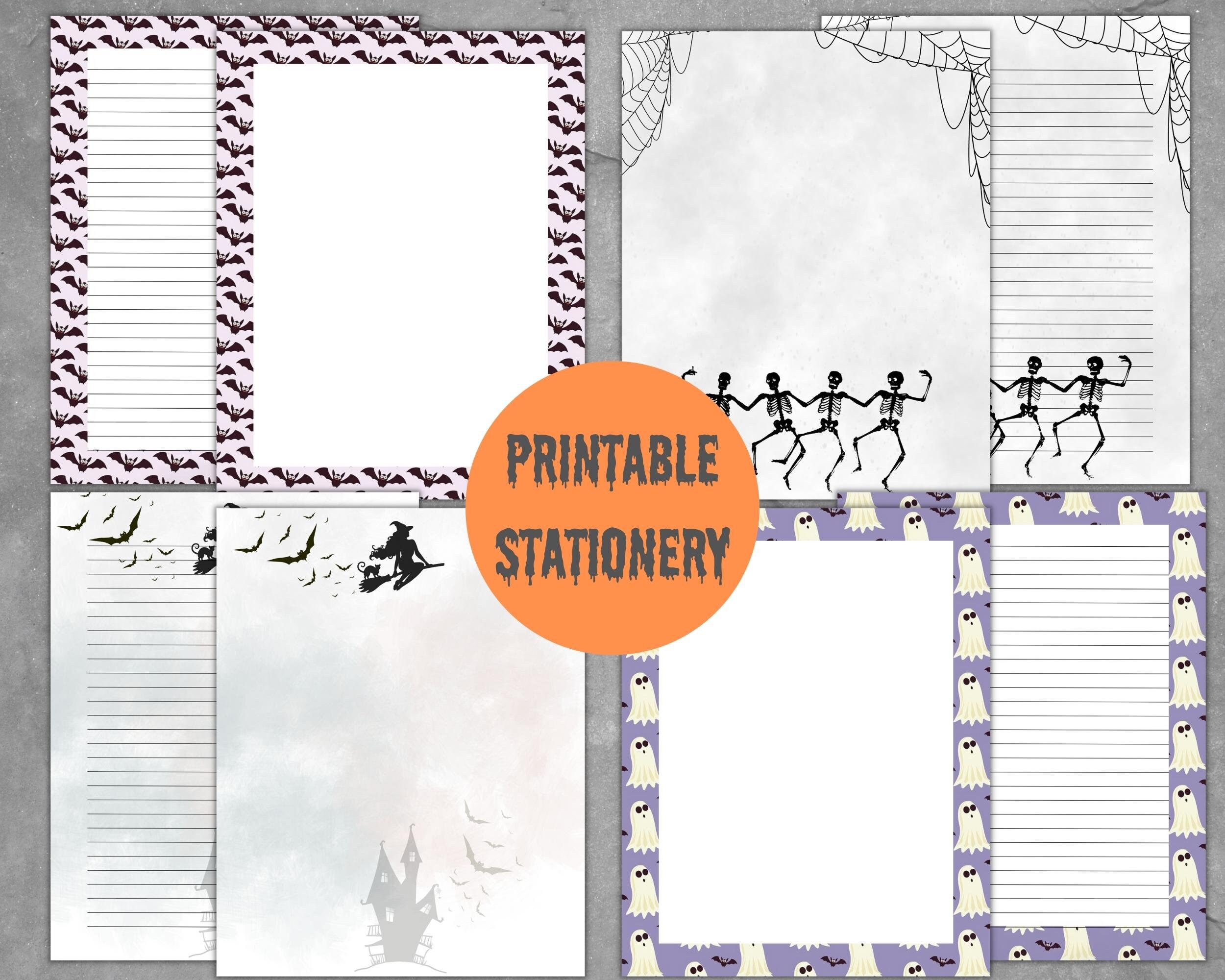 Printable Halloween Stationery Set: Spooky Border Paper (digital ...
