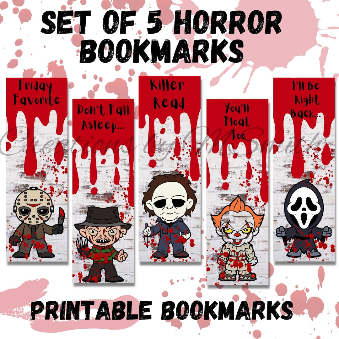 Horror Bookmarks, Michael Myers, Ghostface, Pennywise, Slasher Fans ...