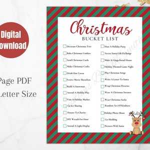 Christmas Bucket List Printable, Holiday Checklist, Winter to Dos ...
