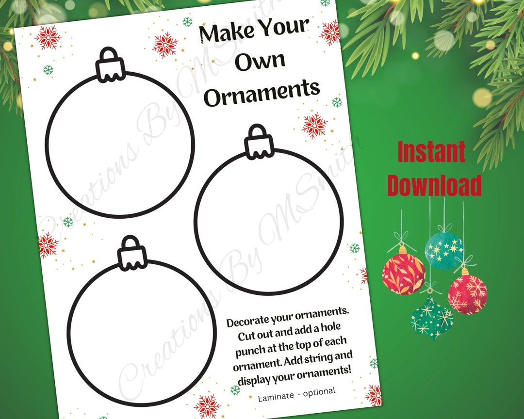 DIY Christmas Ornament Templates: Printable Holiday Crafts (PDF Pattern ...