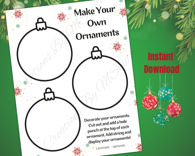 DIY Christmas Ornament Templates: Printable Holiday Crafts (PDF Pattern ...