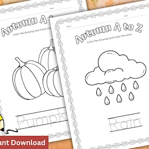 Autumn Alphabet Coloring & Tracing Printables, Autumn Coloring Pages ...