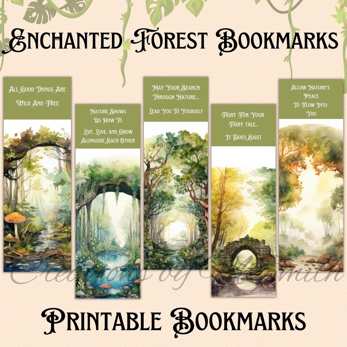 Forest Printable Bookmarks, Whimsical Bookmarks, Junk Journal ... Forest Printable Bookmarks, Whimsical Bookmarks, Junk Journal ...