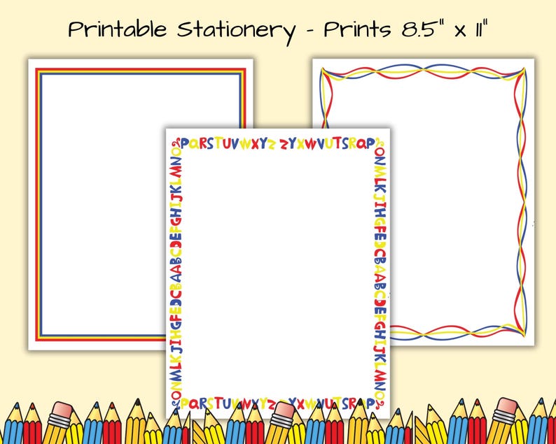 School Stationery Set: Printable Writing Paper (PDF) - Etsy