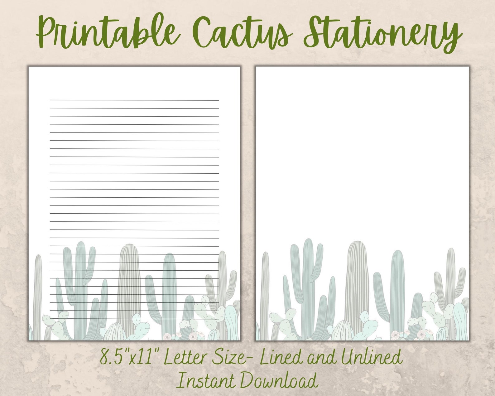 Cactus Stationery Printable, Cacti Writing Paper, Cactus Paper, Letter ...