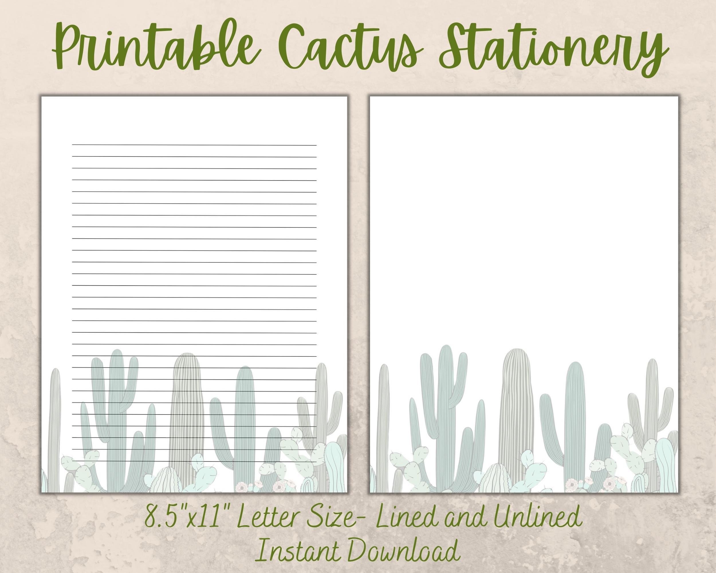 Cactus Stationery Printable, Cacti Writing Paper, Cactus Paper, Letter ...