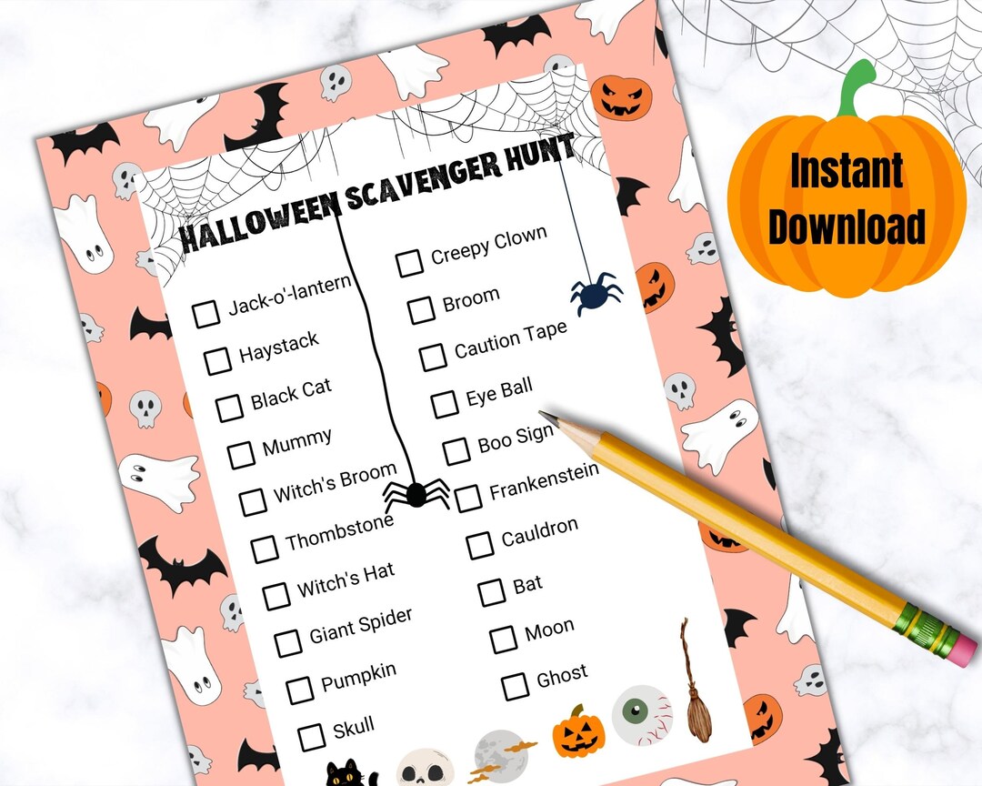 Halloween Scavenger Hunt, Halloween Kids Game, Halloween Party ...