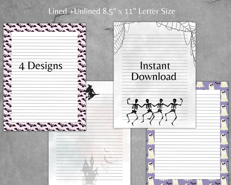 Printable Halloween Stationery Set: Spooky Border Paper (digital ...