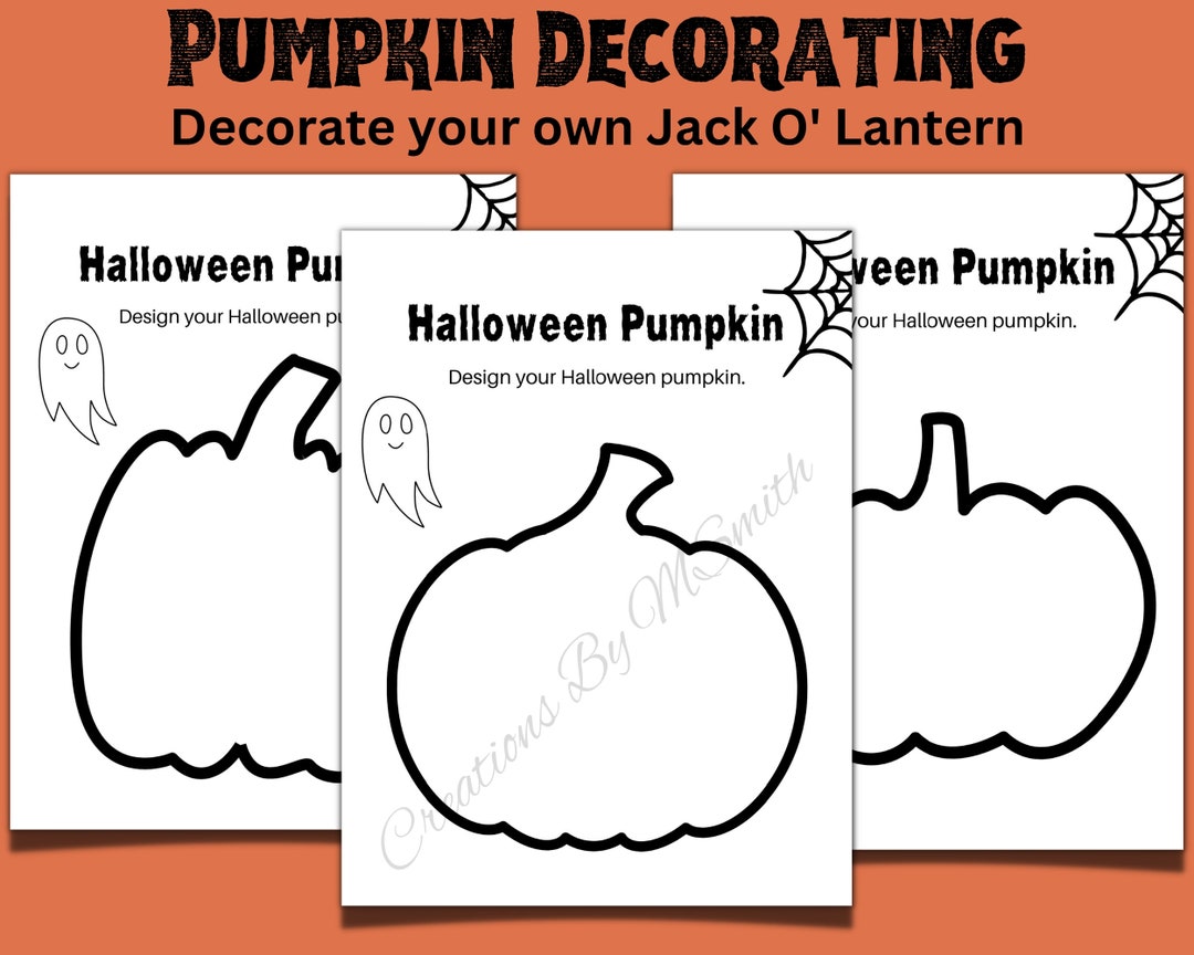 Halloween Pumpkin Decorating Templates: Kids Coloring Pages (digital ...