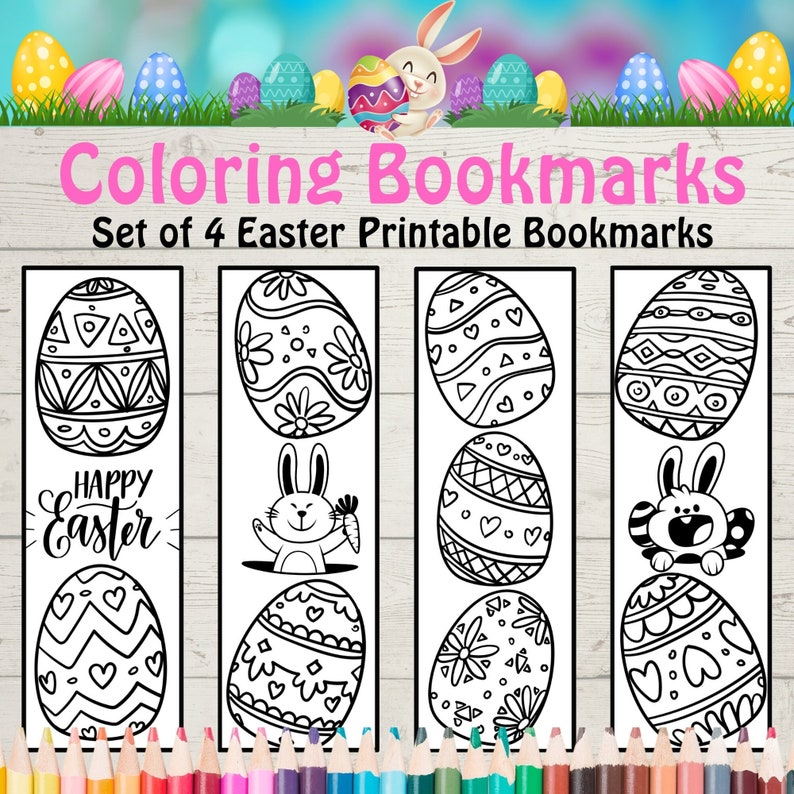 Easter Coloring Bookmarks, Easter Coloring Pages, Spring Coloring Pages ...