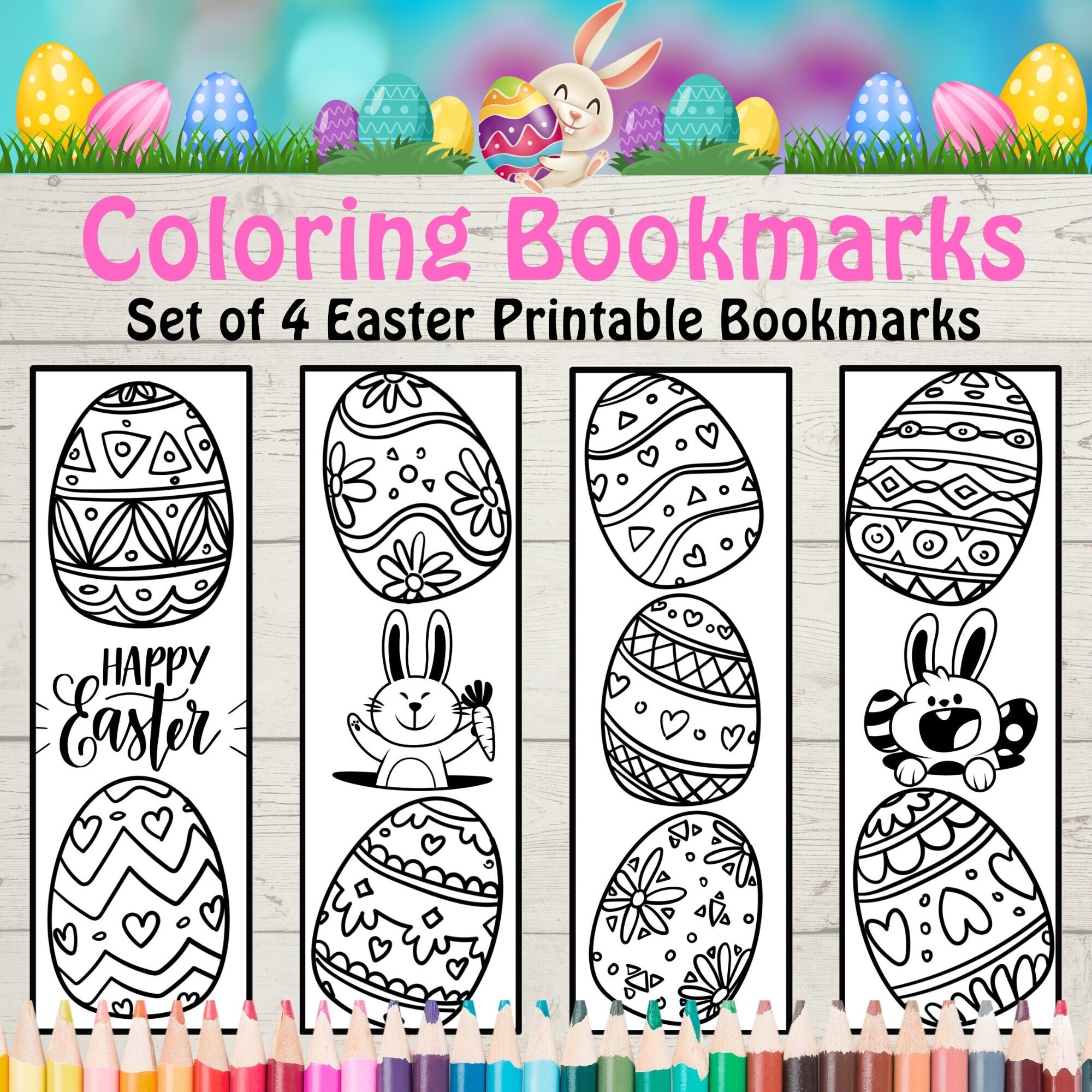 Easter Coloring Bookmarks, Easter Coloring Pages, Spring Coloring Pages ...