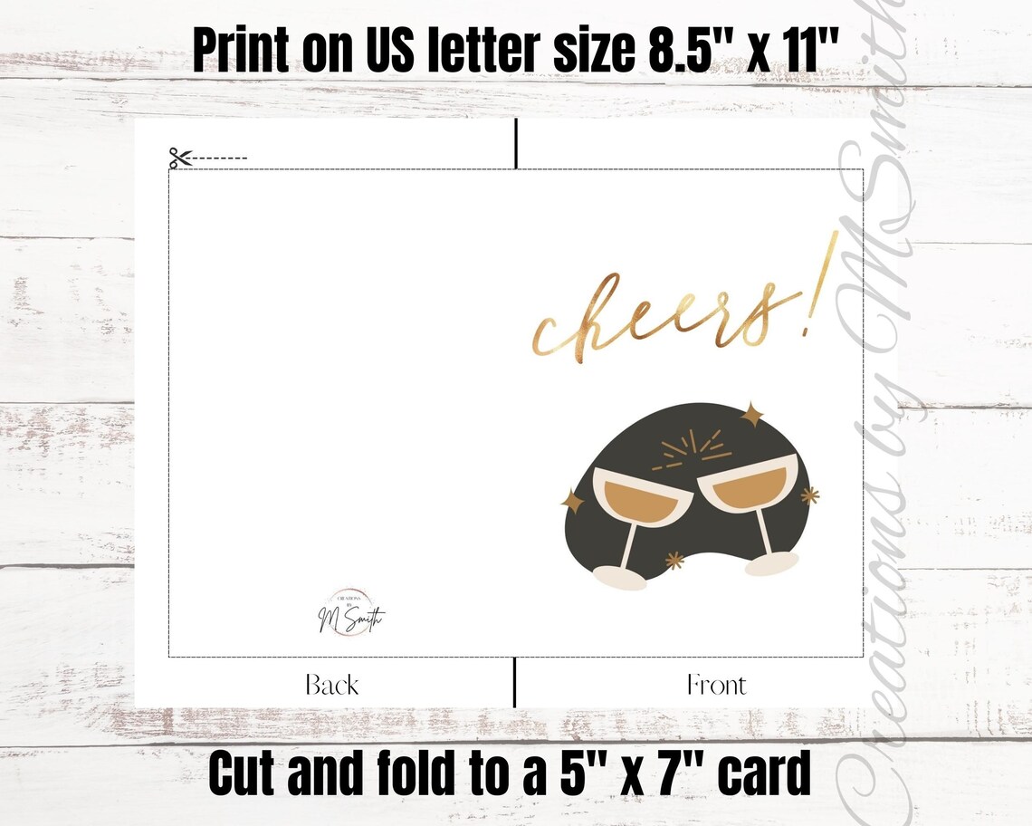 Printable Card, Cheers Card, Card for Her, Card for Him, Celebrations ...