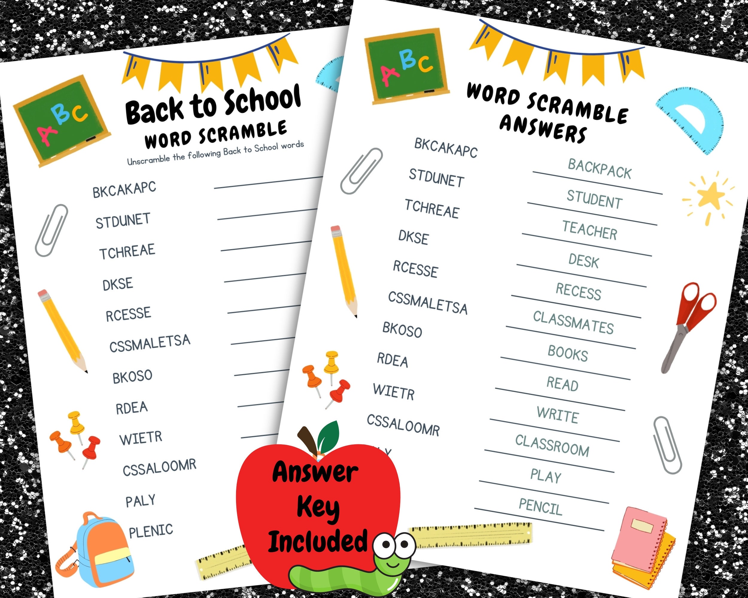 Back to School Activity Pack, Word Search, Word Scramble, A to Z Word ...