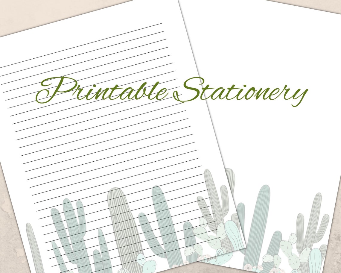 Cactus Stationery Printable, Cacti Writing Paper, Cactus Paper, Letter ...