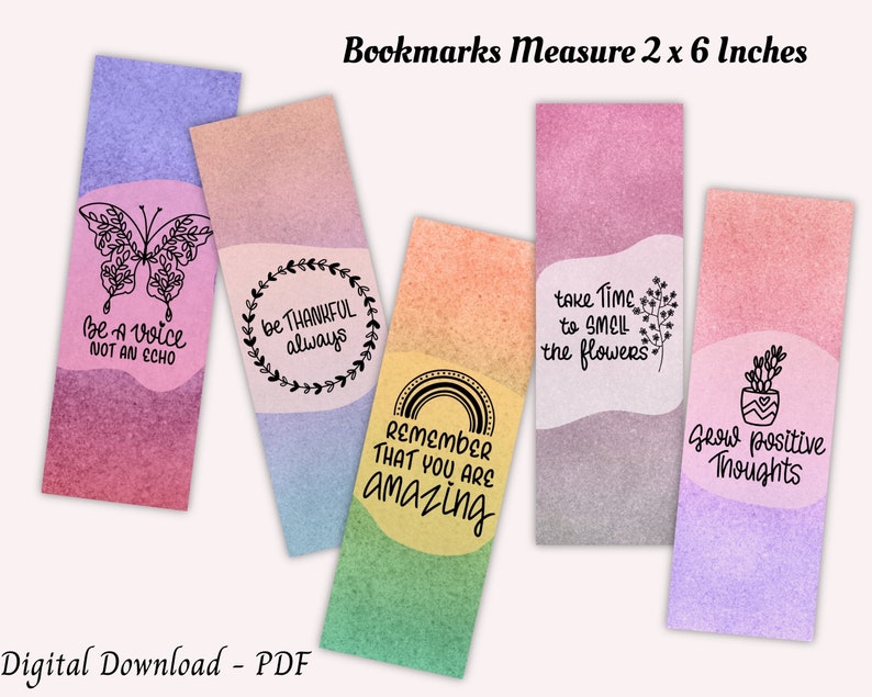 Positive Vibes Bookmarks Printable, Inspirational Gifts, Motivational ...