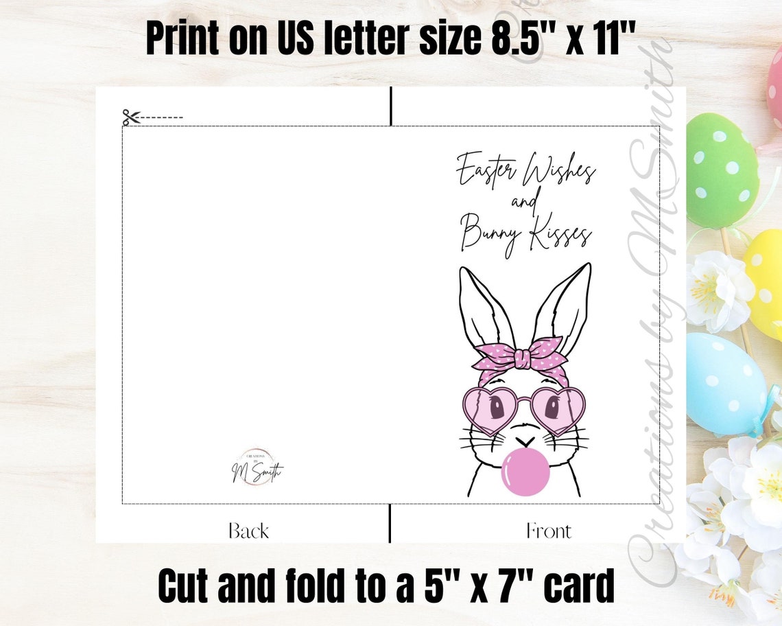Printable Easter Card, Easter Bunny Card, DIY Easter Cards, Easter ...