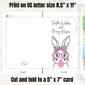 Printable Easter Card, Easter Bunny Card, DIY Easter Cards, Easter ...