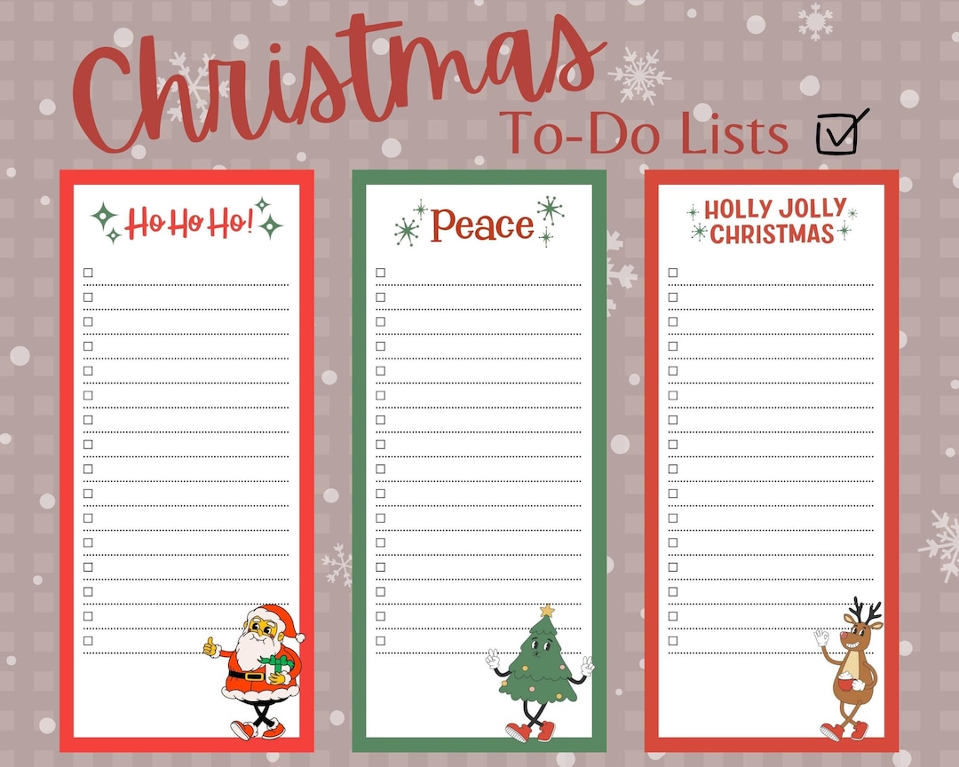 Christmas To-do Lists Printable, Daily Holiday Checklists, Winter To ...