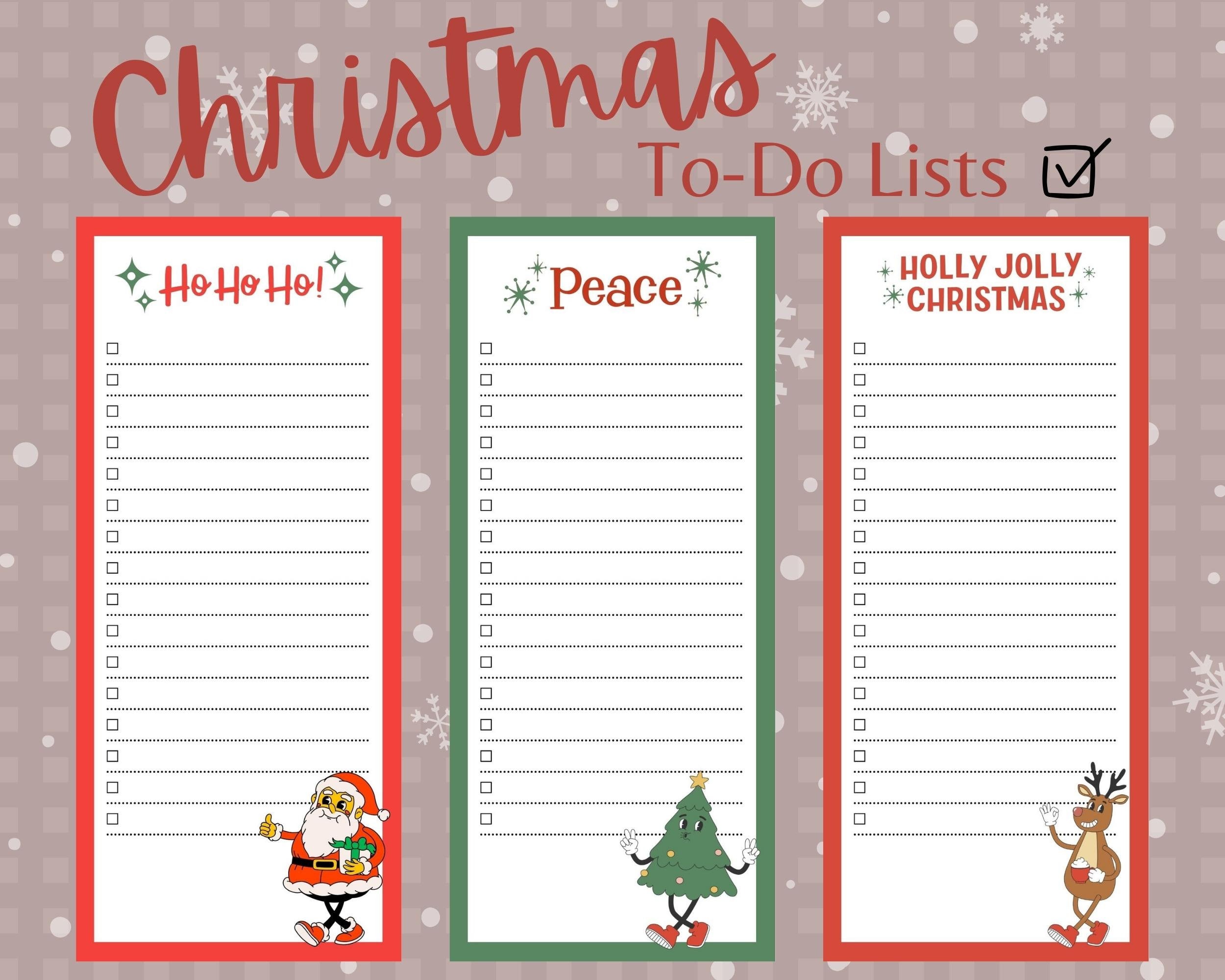 Christmas To-do Lists Printable Daily Holiday Checklists - Etsy
