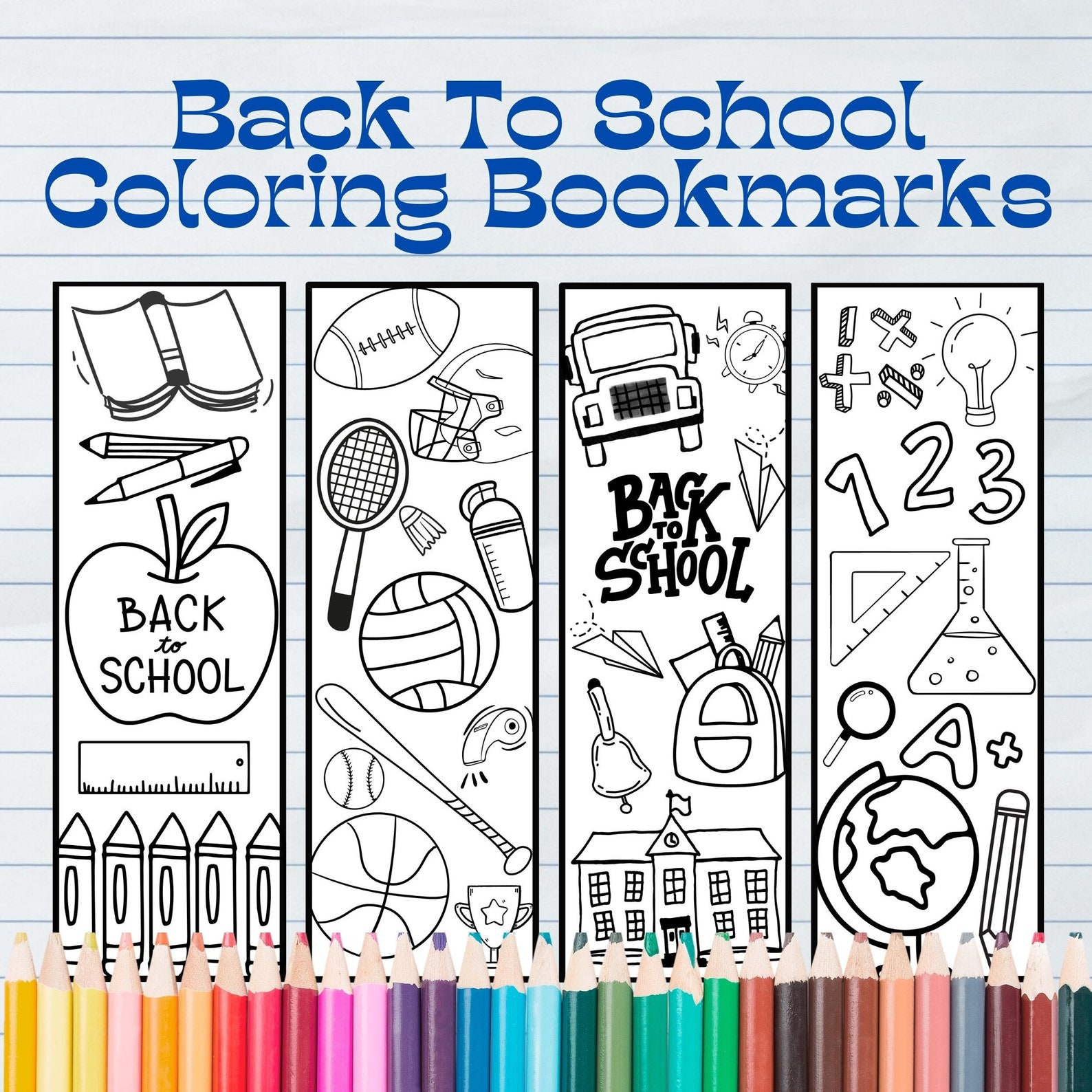 Back to School Coloring Bookmarks, Coloring Bookmarks, Back to School ...