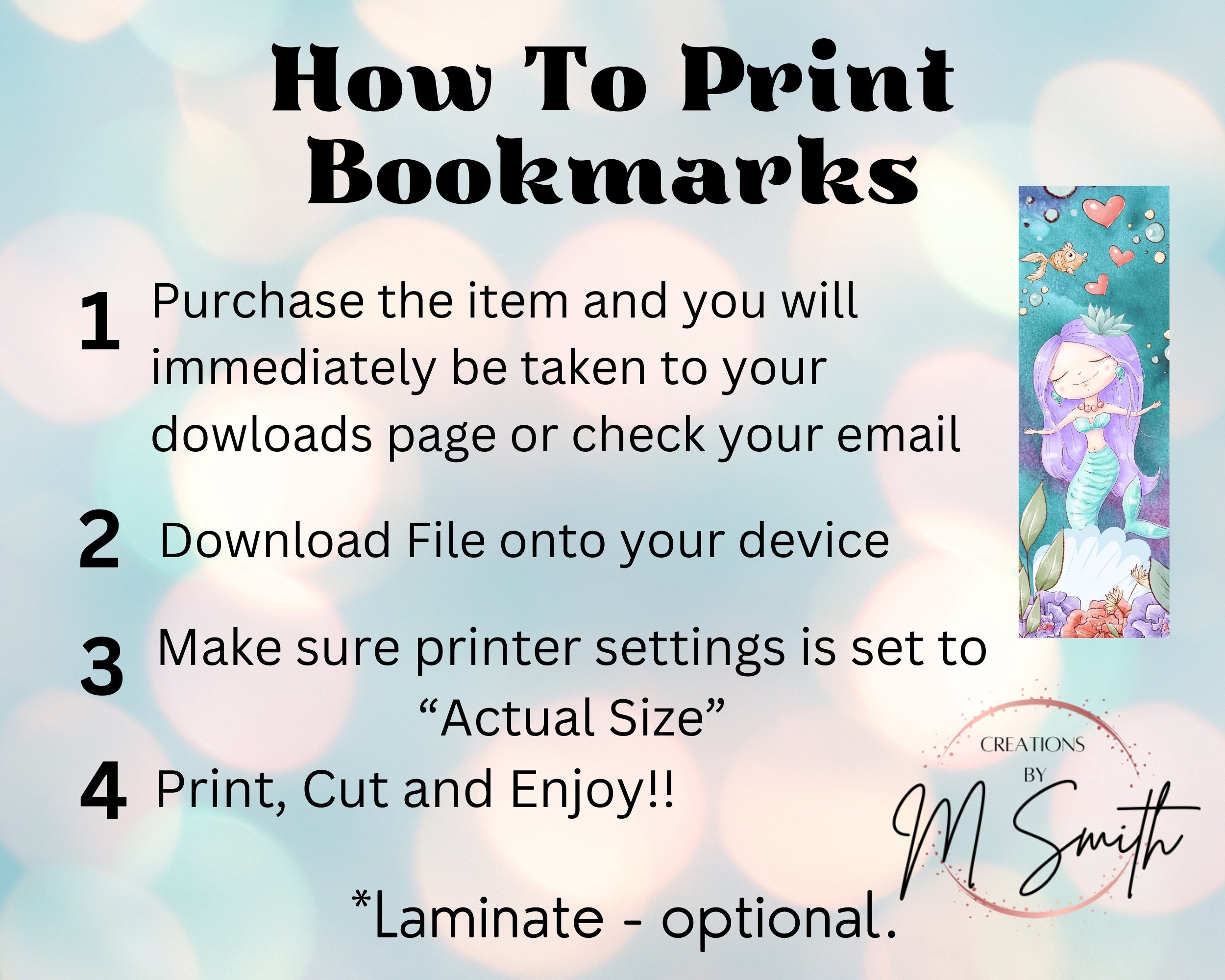 Mermaid Printable Bookmarks, Cute Mermaids, Sea Life Bookmarks, Mermaid ...